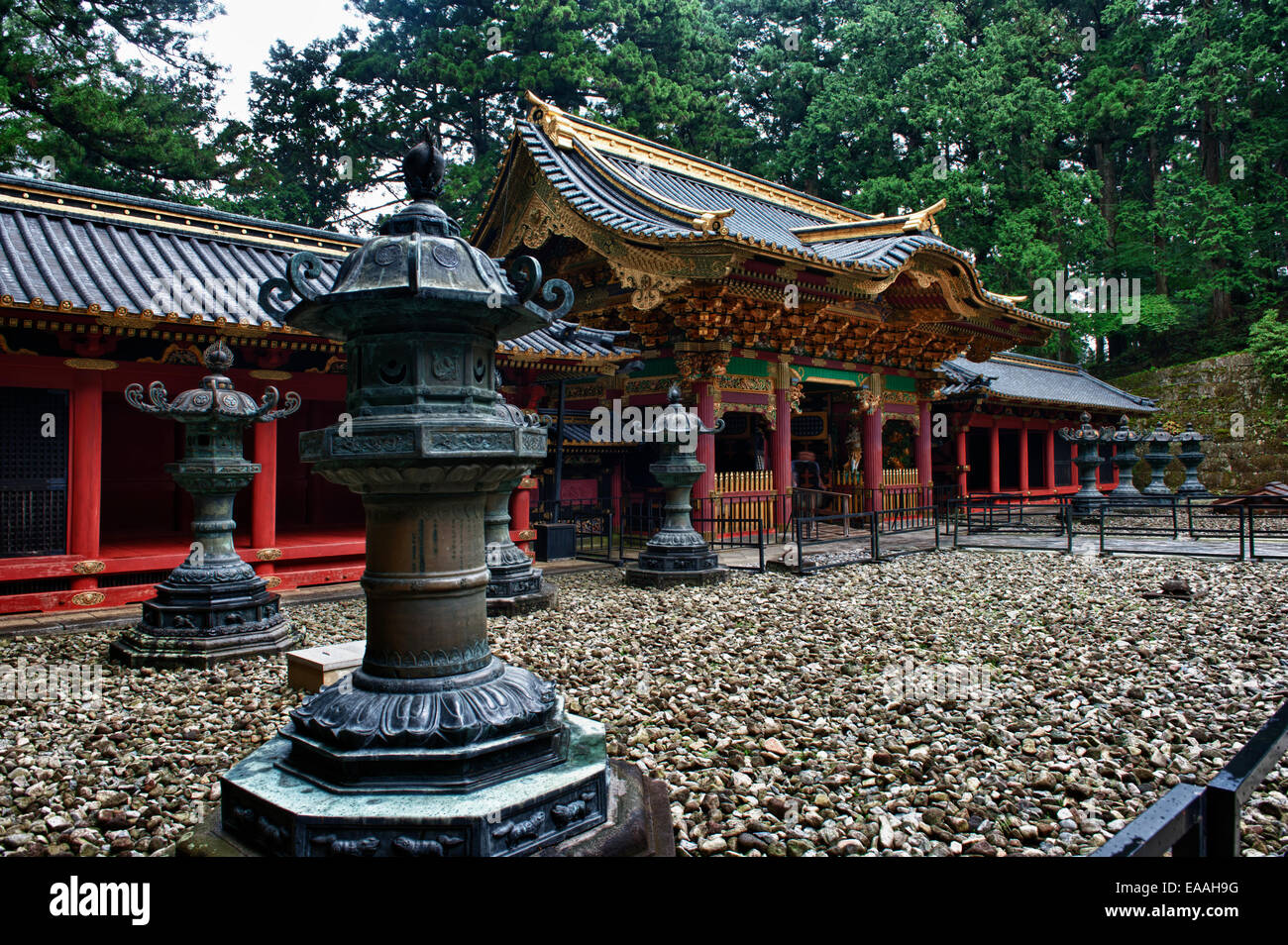 Nio-mon Gate at Rinnoji Taiyuin Temple. Nikko Temple complex is a ...