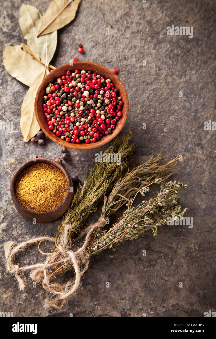 Spices on bowls hi-res stock photography and images - Alamy