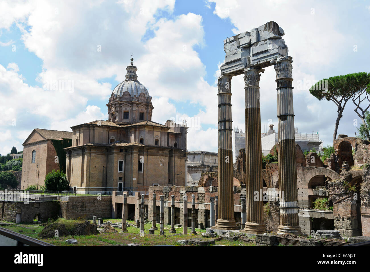 The ruins of the Forum of Caesar and the Temple of Venus Genetrix in ...