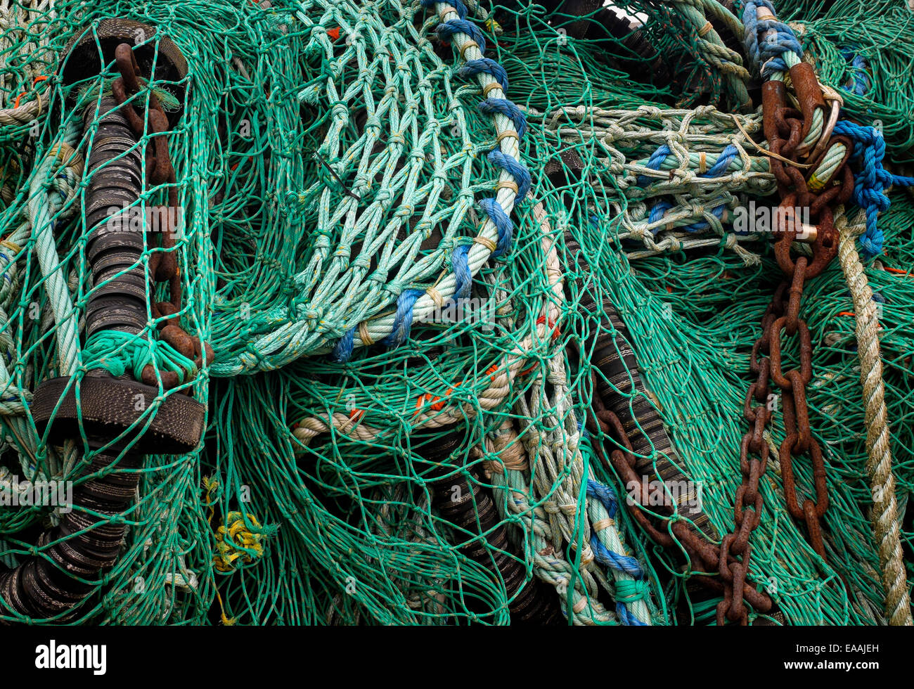 Commercial fishing nets and ropes Stock Photo - Alamy