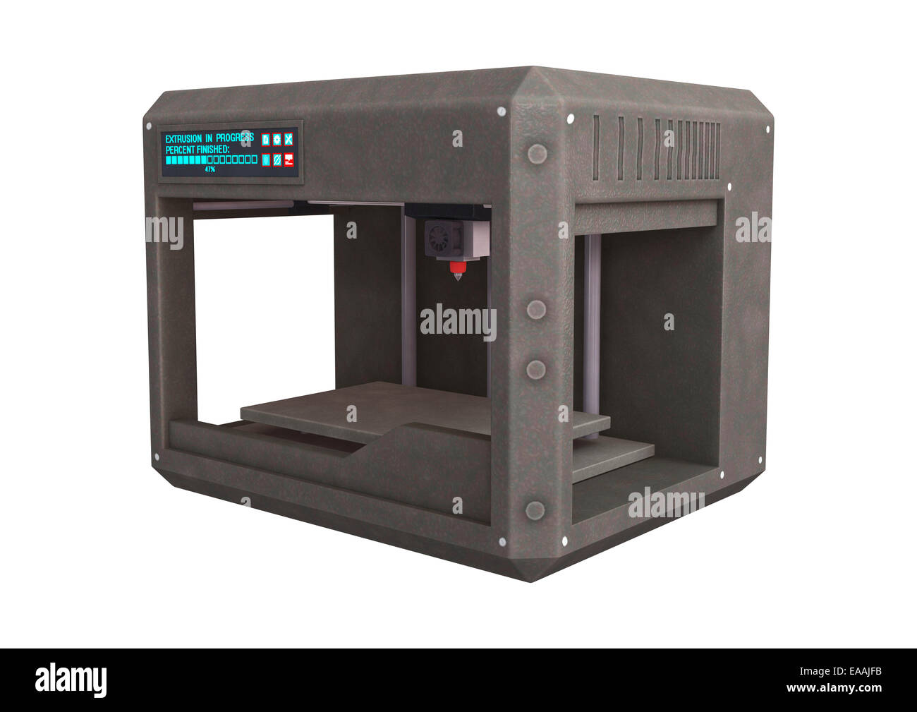 3D digital render of a three dimensional printer isolated on white ...