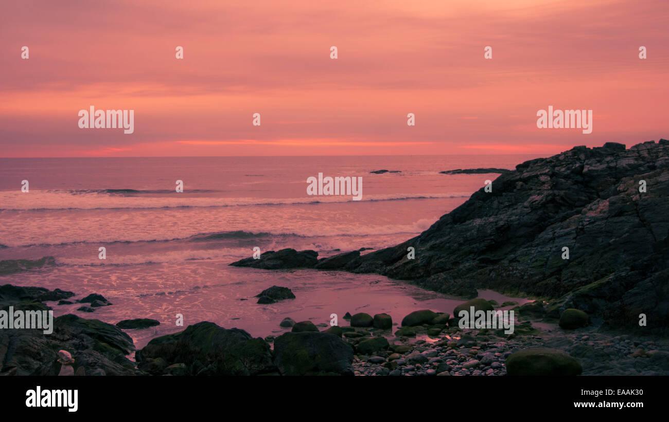 ocean sea seaside rocky beach lighting wave Stock Photo - Alamy