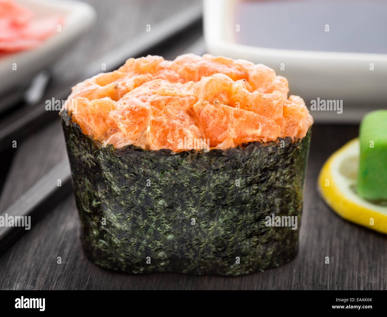 Close up of gunkan sushi Stock Photo - Alamy
