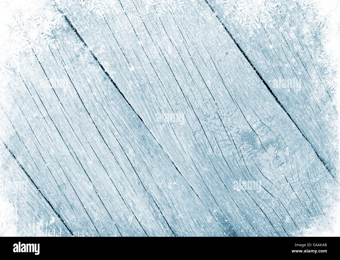 Blue wood texture with snow christmas background Stock Photo - Alamy