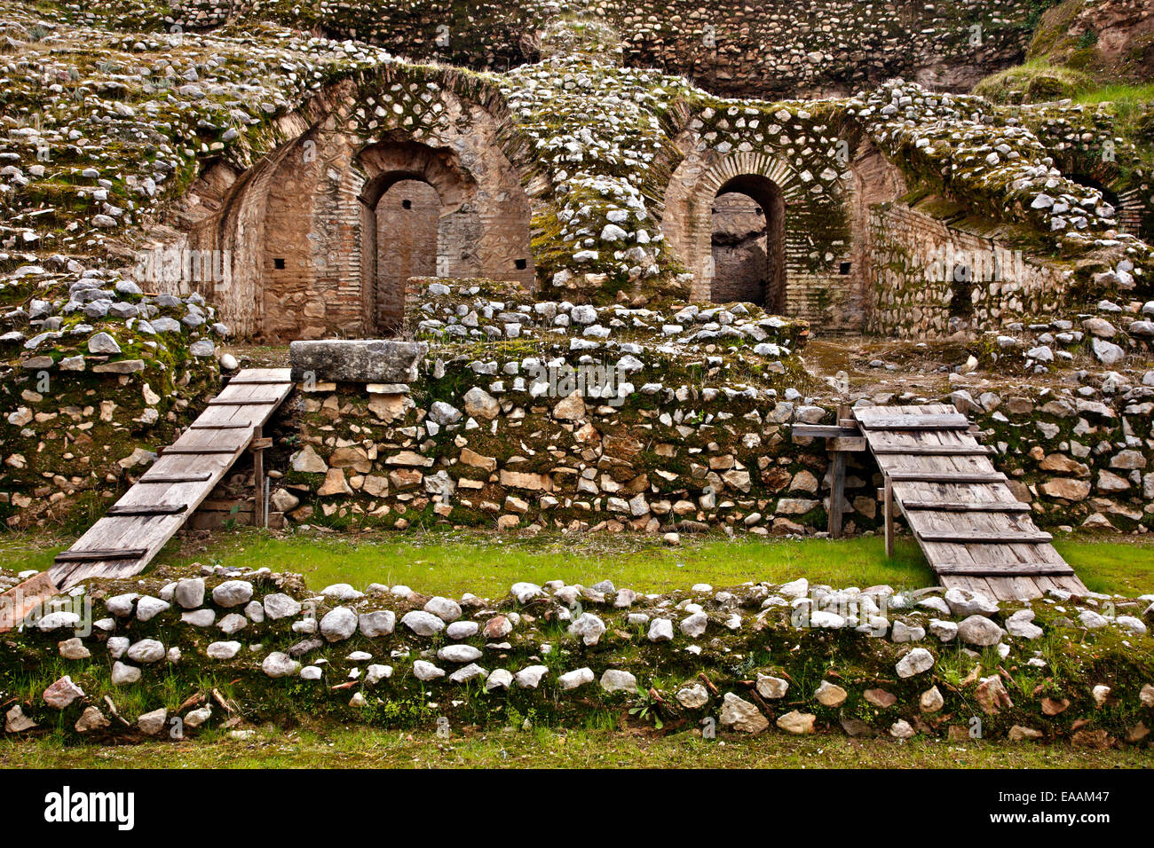 Ruins of the ancient (Roman) stadium (or amphitheater) in the heart of ...