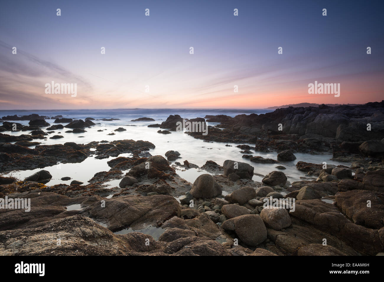 Sunset on the Pacific Coast at Carmel Beach, California, USA Stock ...