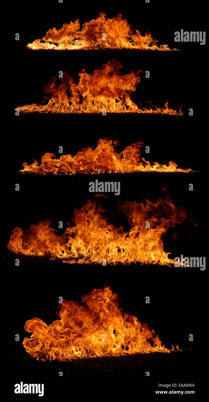 High resolution fire collection isolated on black background Stock ...