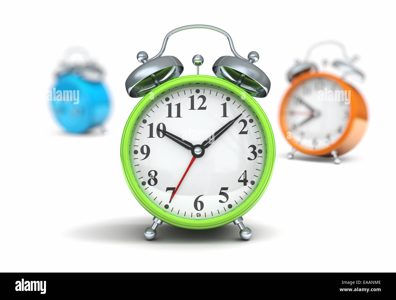 Alarm clock in green Cut Out Stock Images & Pictures - Alamy