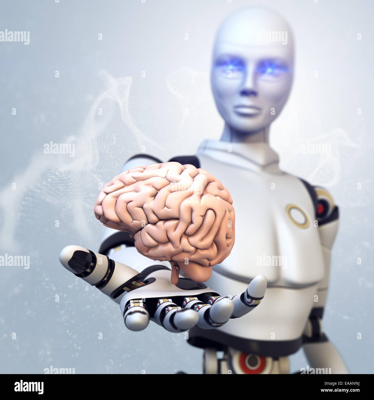 Robot is giving the brain Stock Photo - Alamy