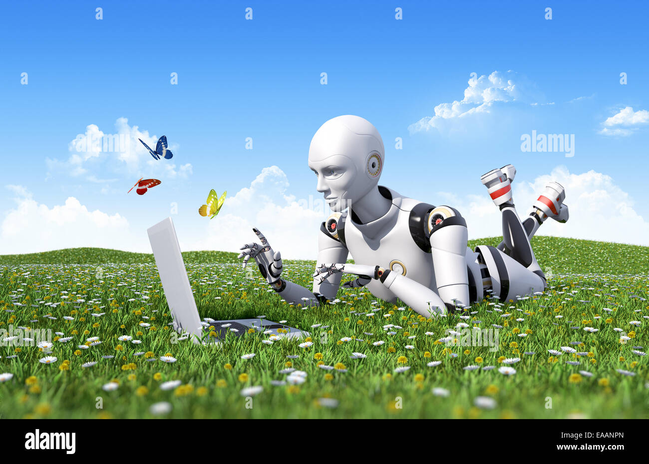 Outdoor internet surfing Stock Photo - Alamy