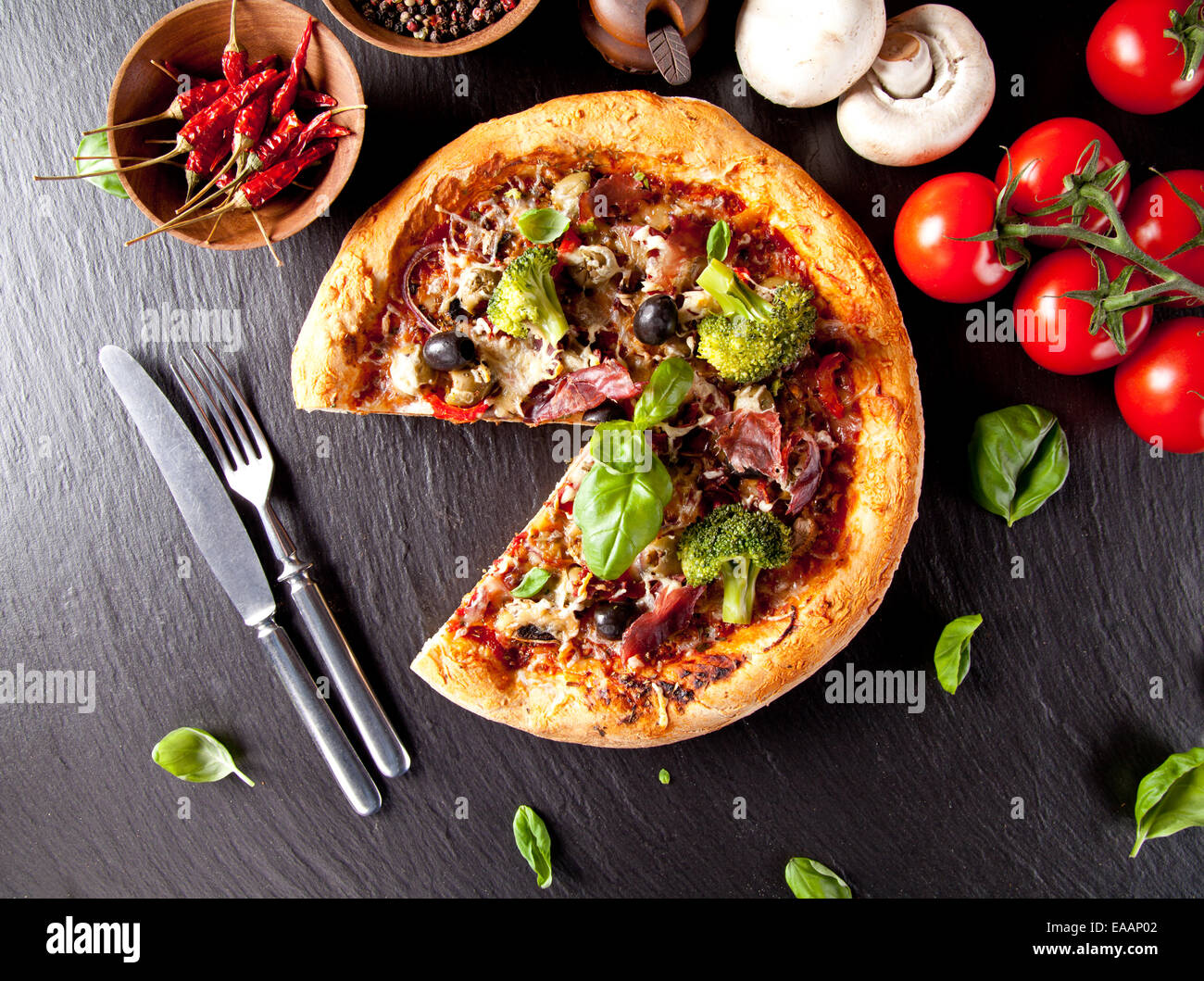 Pizza from top view hi-res stock photography and images - Alamy