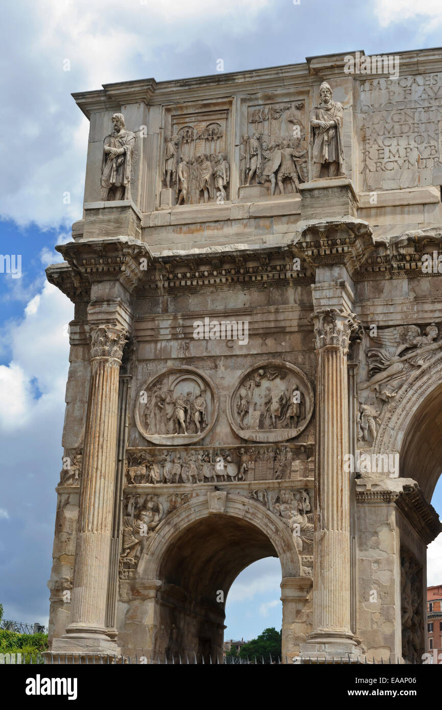 The Arch of Constantine with bas relief of Roman battles near the ...