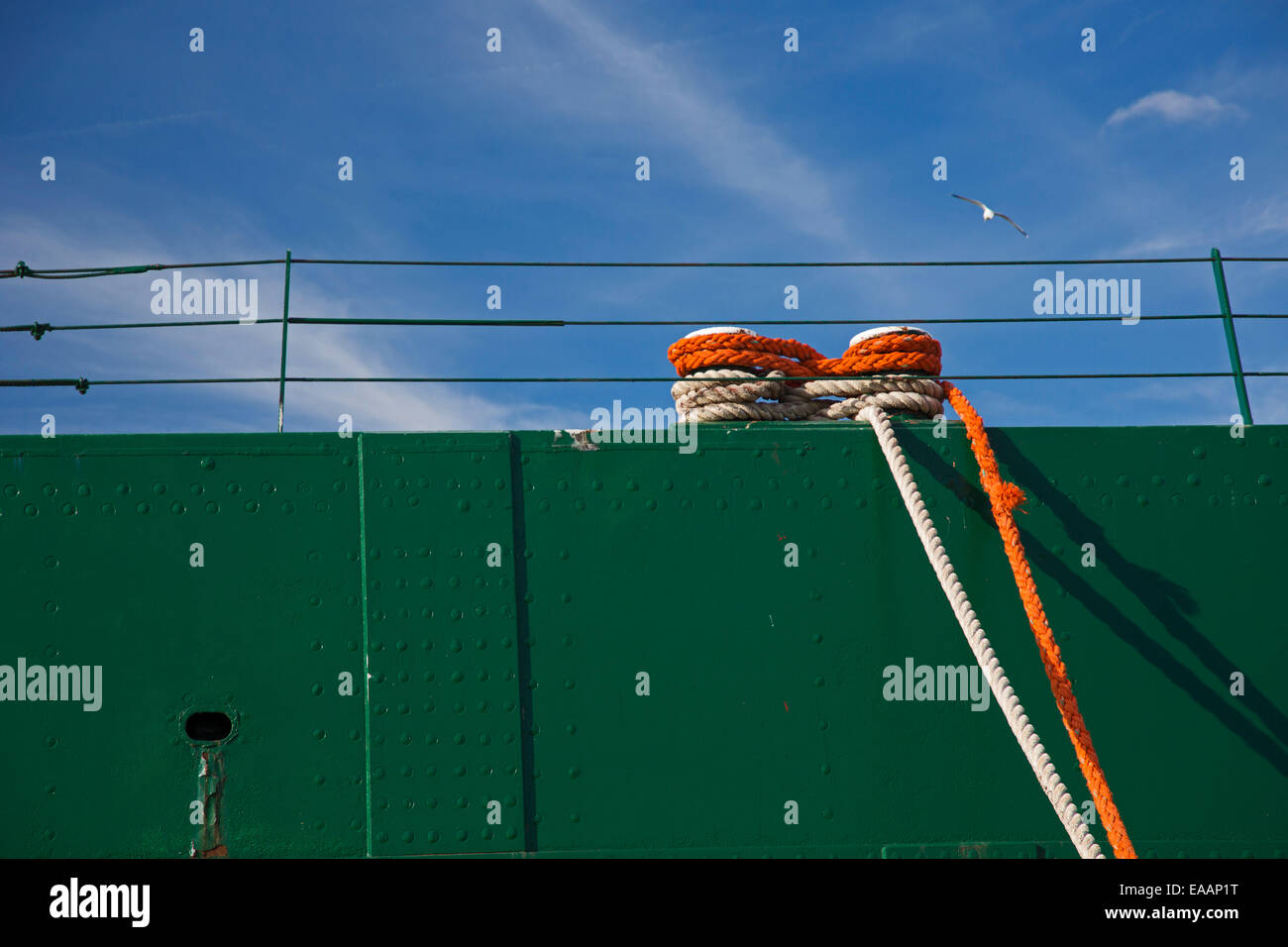 Toledo, Ohio - Mooring lines on the S.S. Col. James M. Schoonmaker, the ...