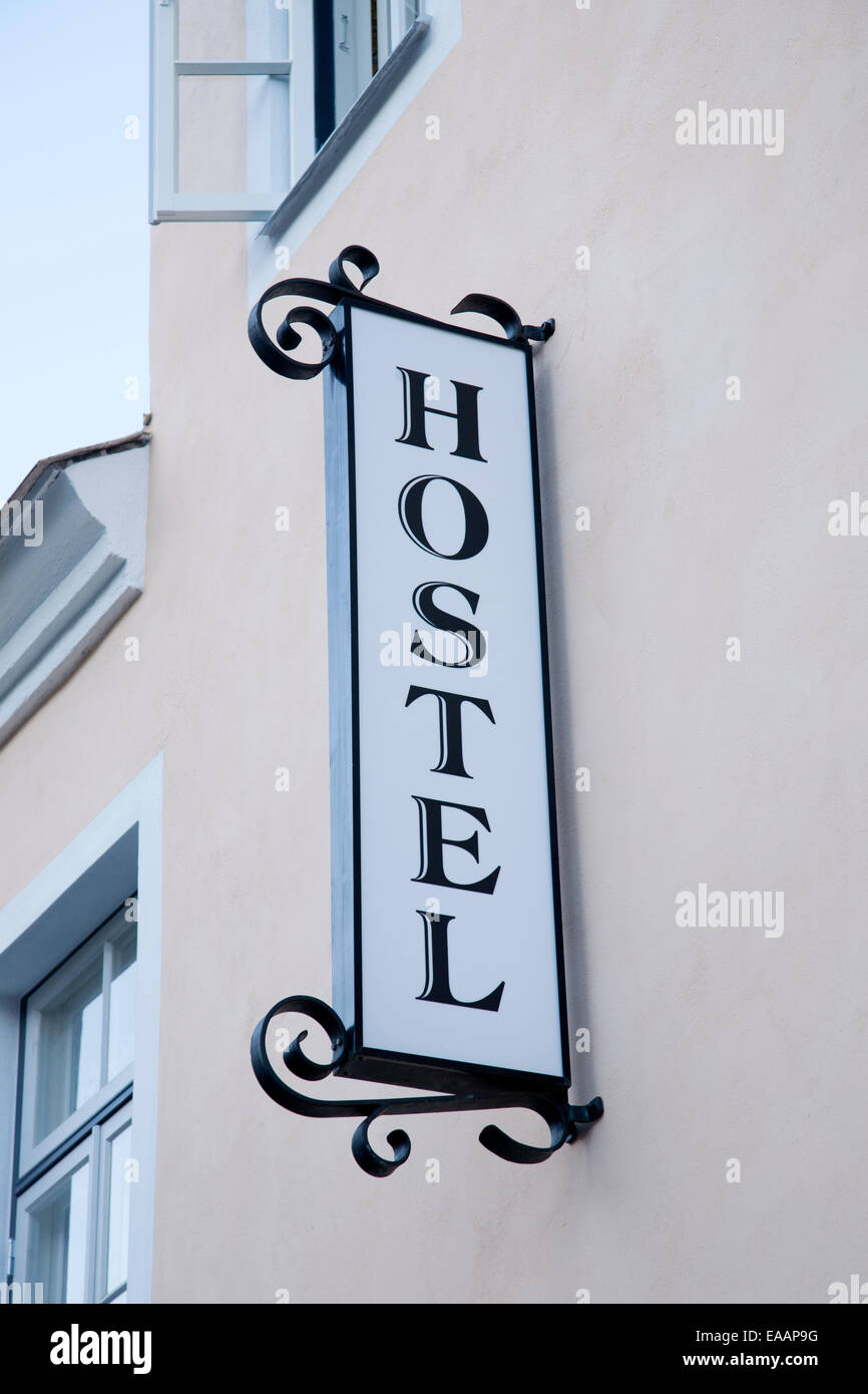 Hostel Sign in Urban Setting Stock Photo - Alamy