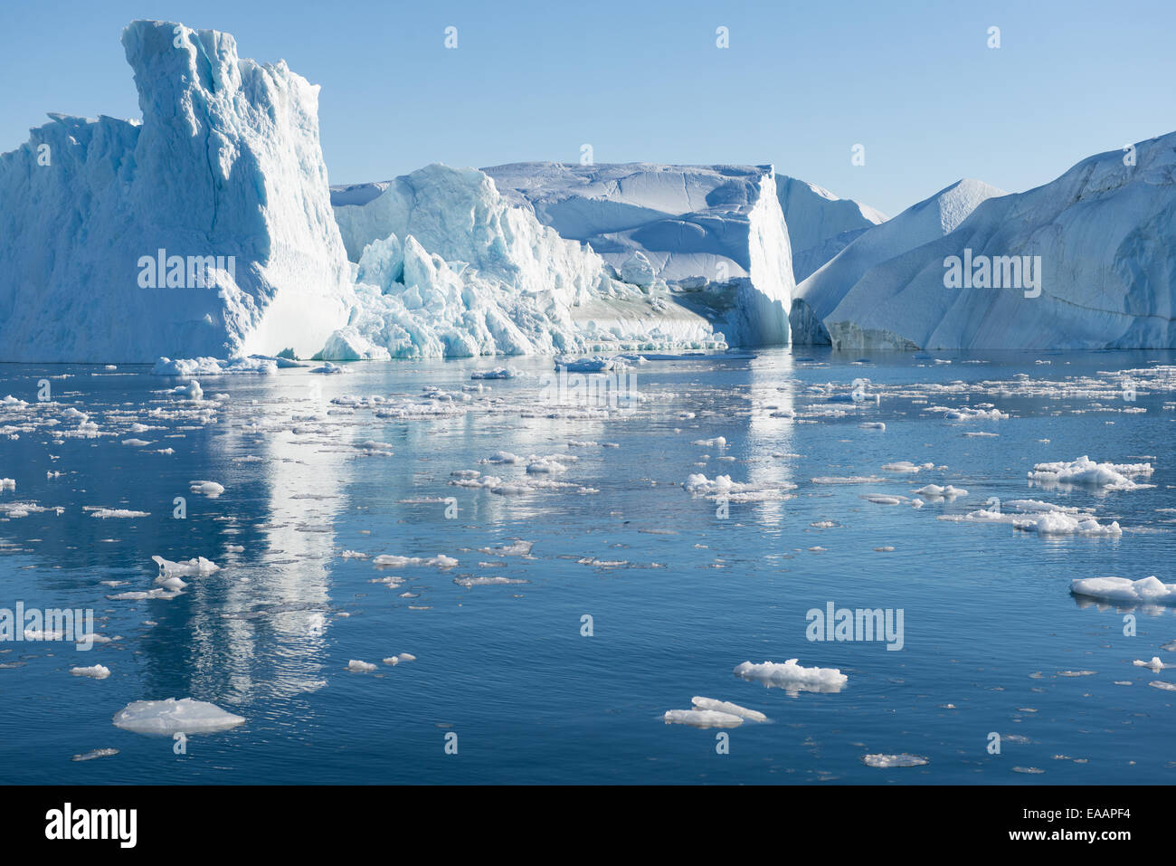 Beautiful Icebergs in Greenland with blue Sky Stock Photo - Alamy