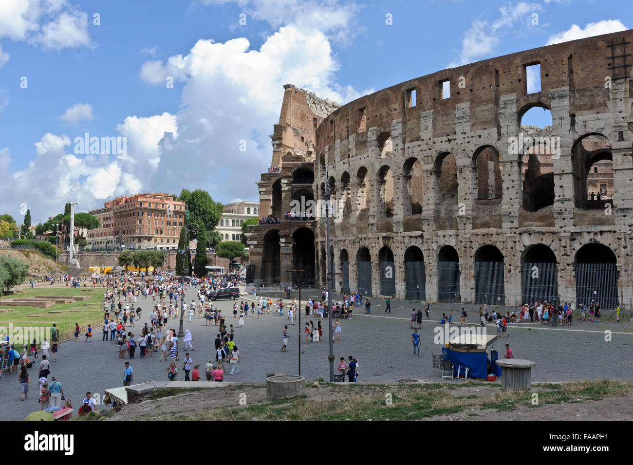 Tourists at the historic Colosseum in the City of Rome, Italy Stock ...