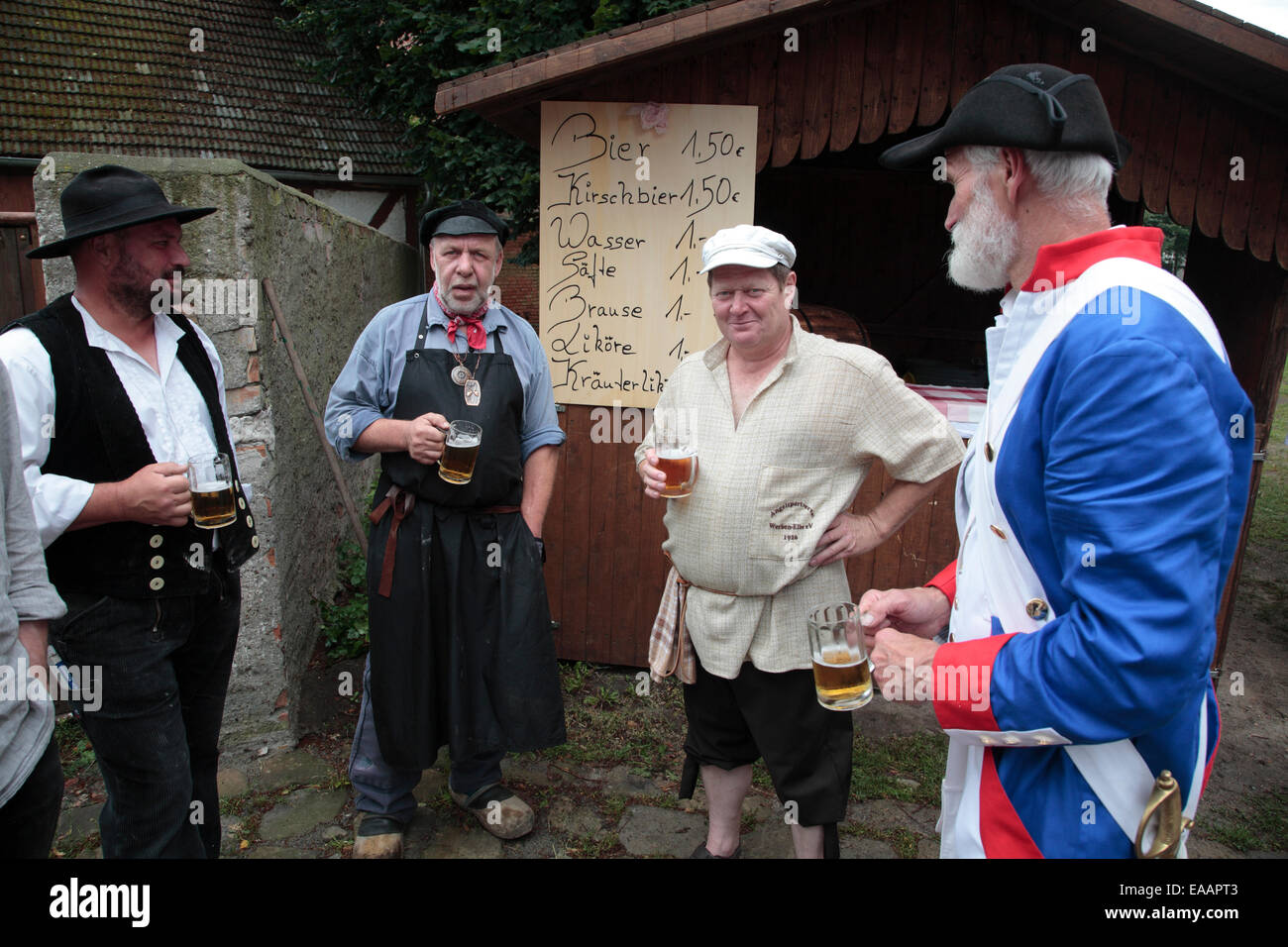 Biedermeier-festival, old hanseatic town Werben at river Elbe, Altmark ...