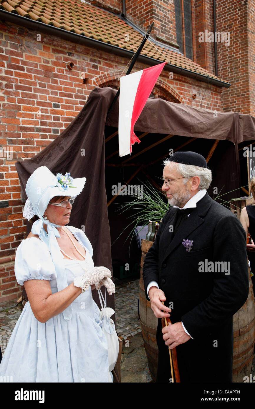 Biedermeier-festival, old hanseatic town Werben at river Elbe, Altmark ...