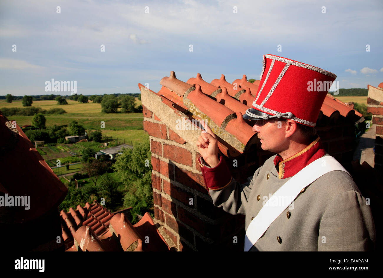 View from a tower, hanseatic town Werben at river Elbe, Altmark ...