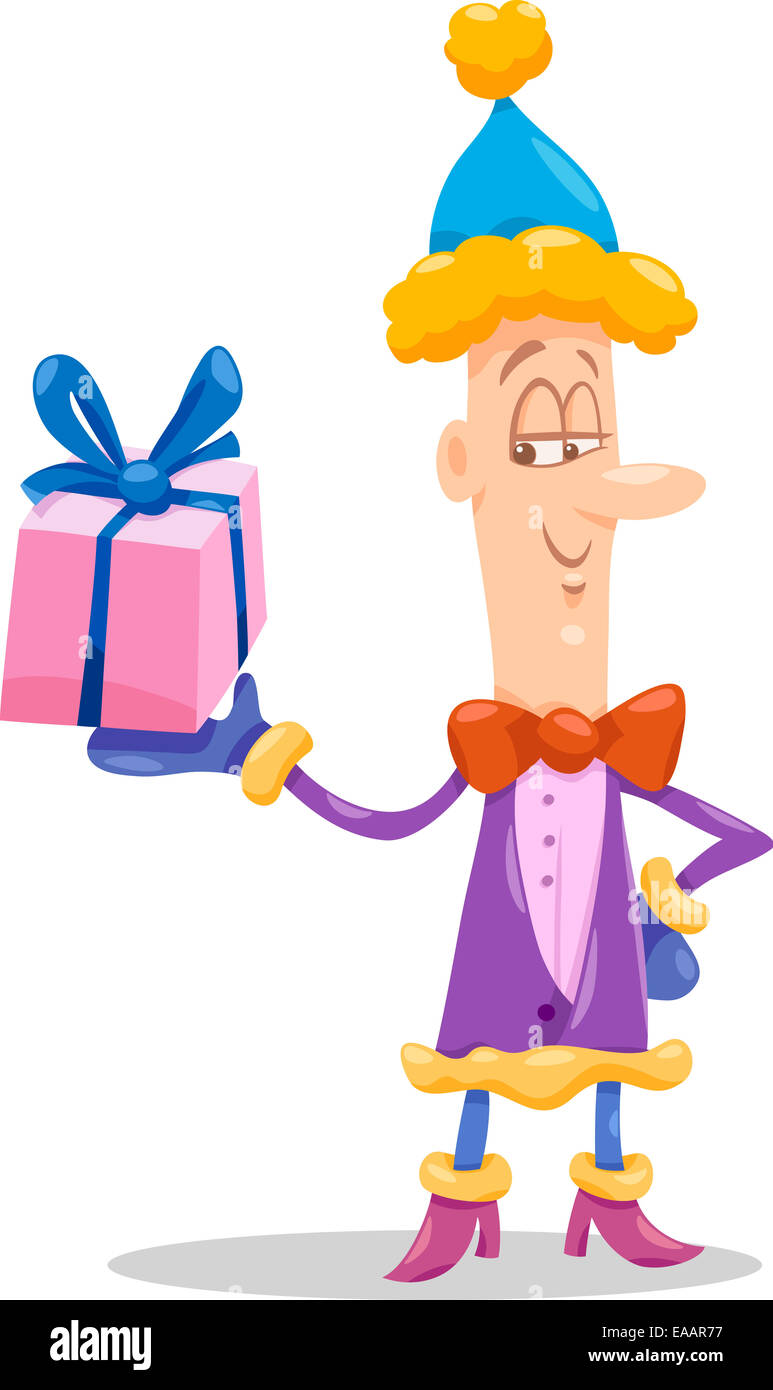 Cartoon Illustration of Christmas Elf with Present Stock Photo - Alamy