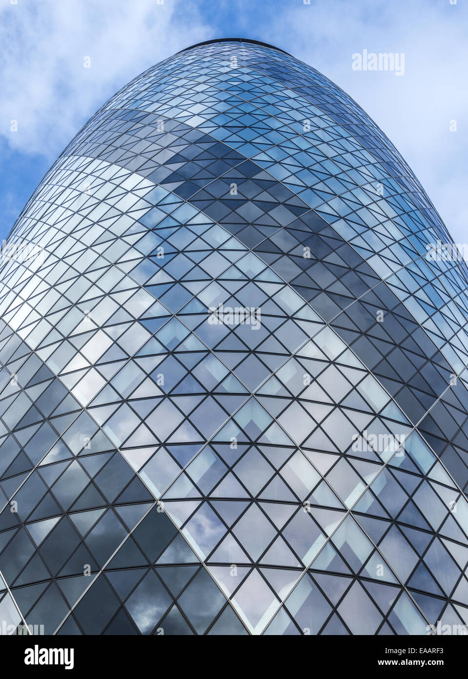 Exterior of 30 St Mary Axe or commonly known as "The Gherkin" in the ...
