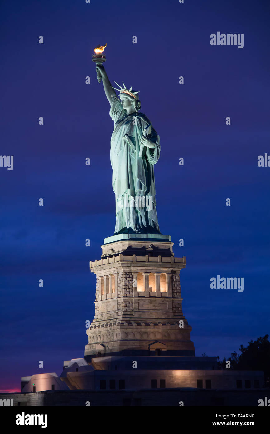 Statue of Liberty after sunset Stock Photo - Alamy