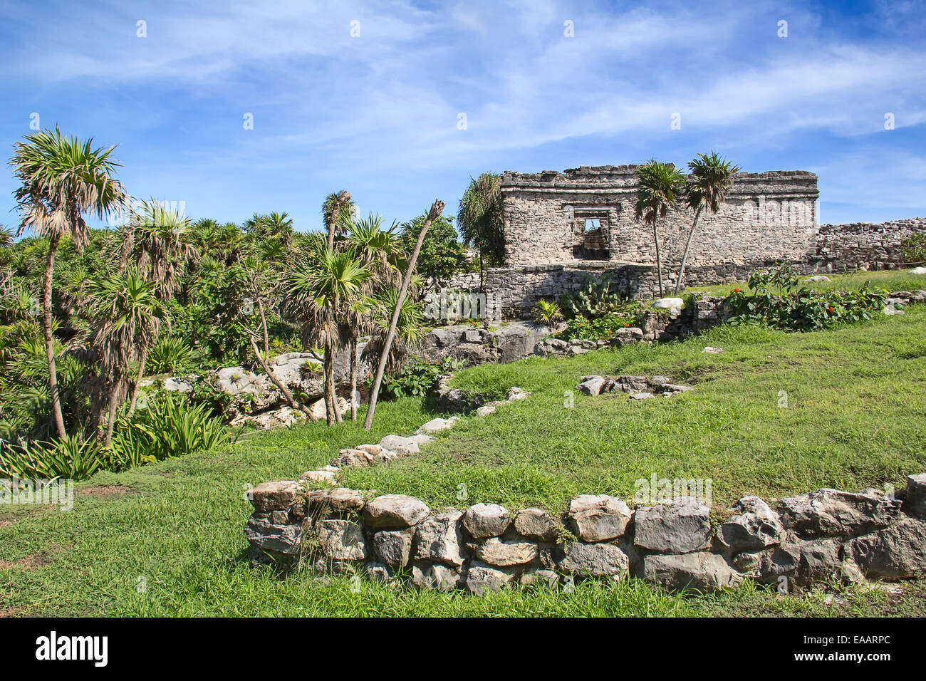 Ruins of the Mayan fortress and temple near Tulum, Mexico Stock Photo ...