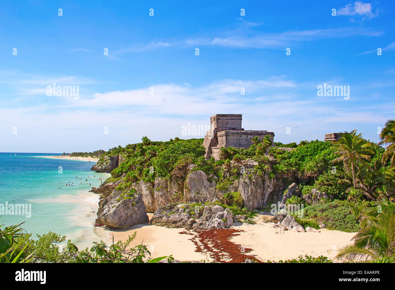 Ruins of the Mayan fortress and temple near Tulum, Mexico Stock Photo ...