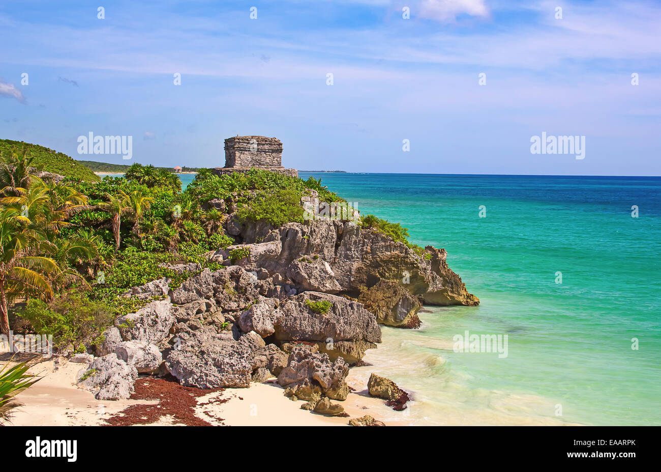 Ruins of the Mayan fortress and temple near Tulum, Mexico Stock Photo ...