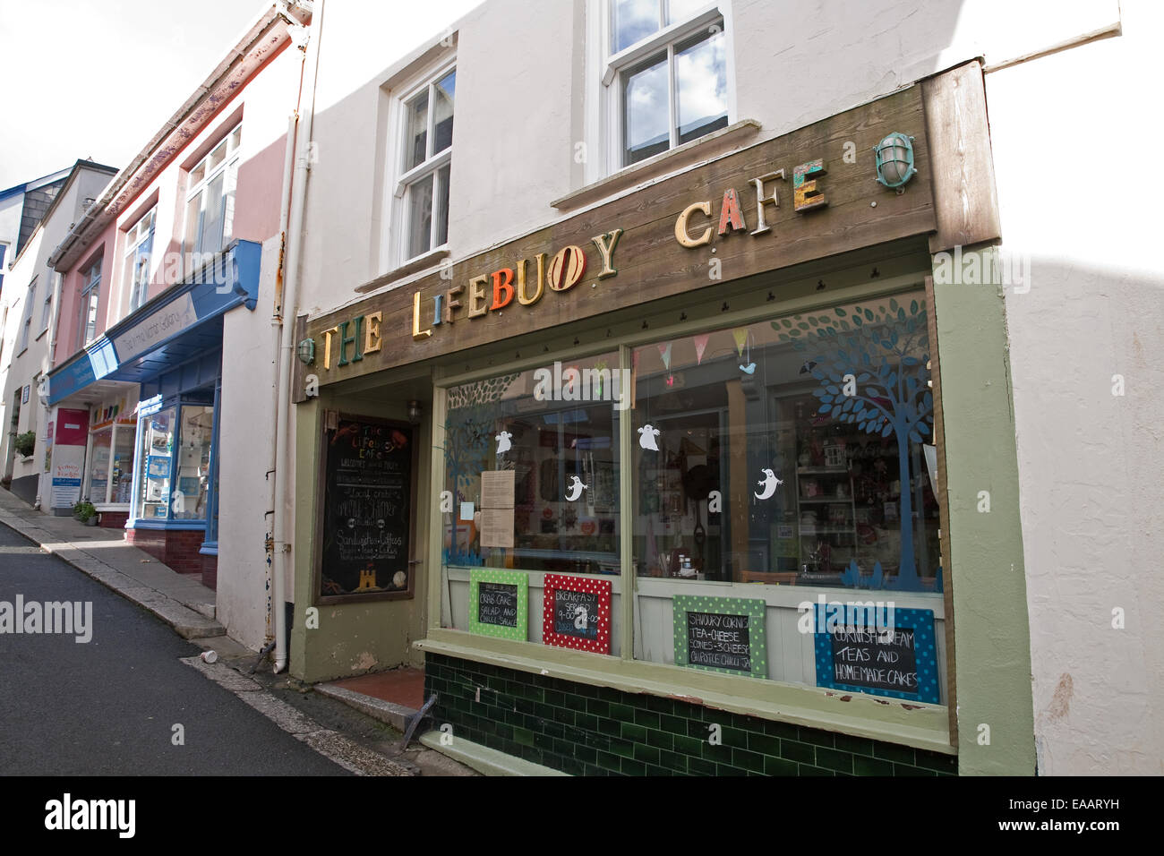 The Lifebuoy Cafe in Fowey Cornwall Stock Photo - Alamy