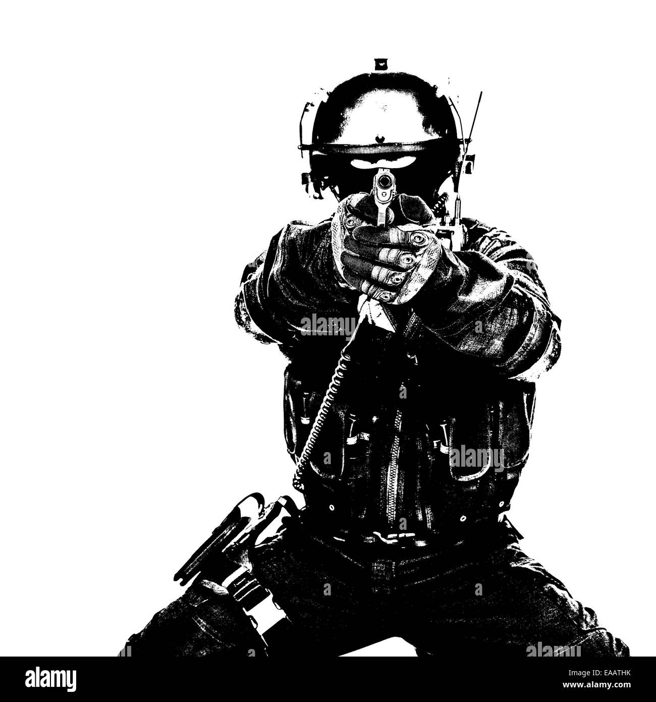 Spec ops soldier with pistol Stock Photo - Alamy