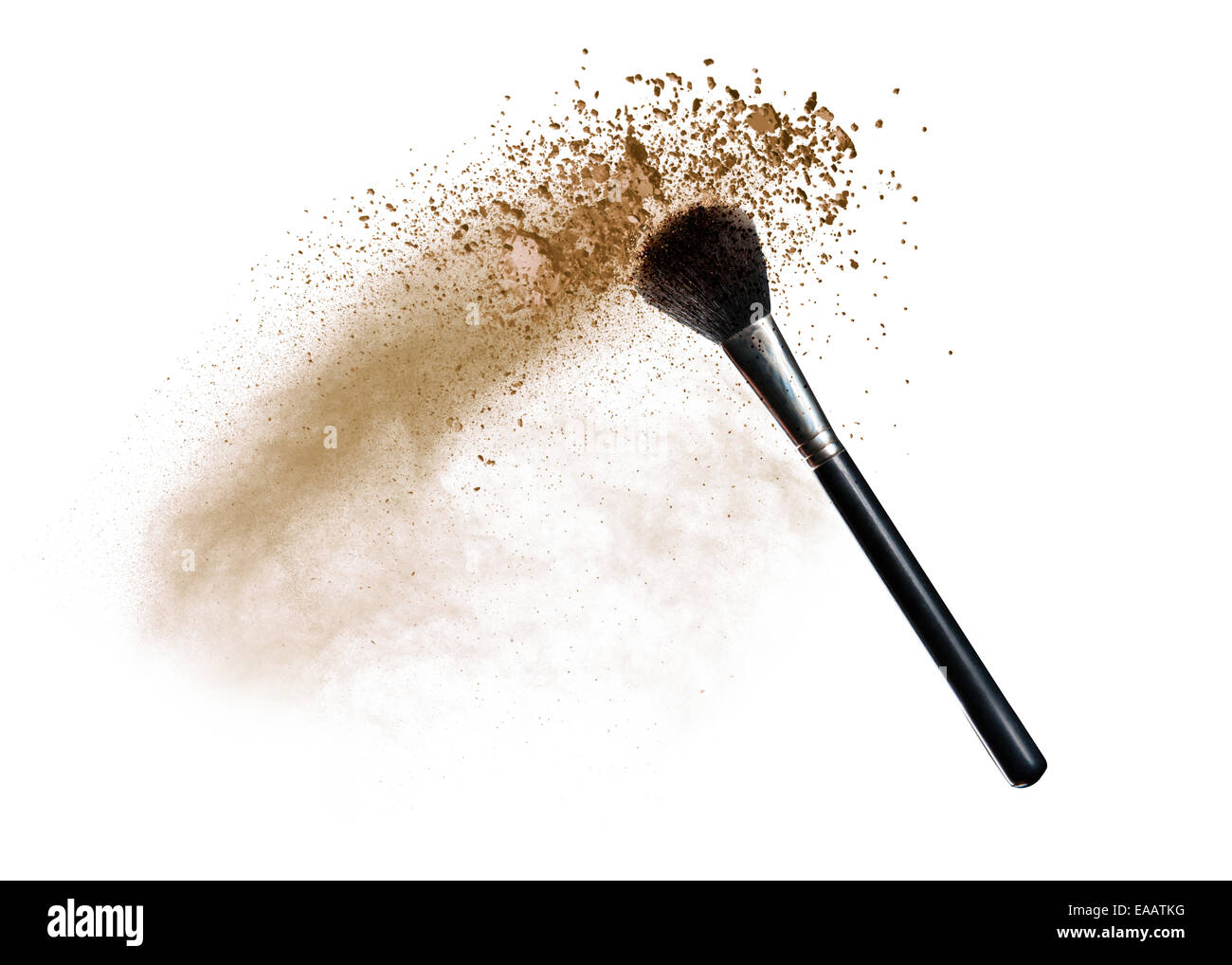 Isolated make-up powder with brush on white background Stock Photo - Alamy