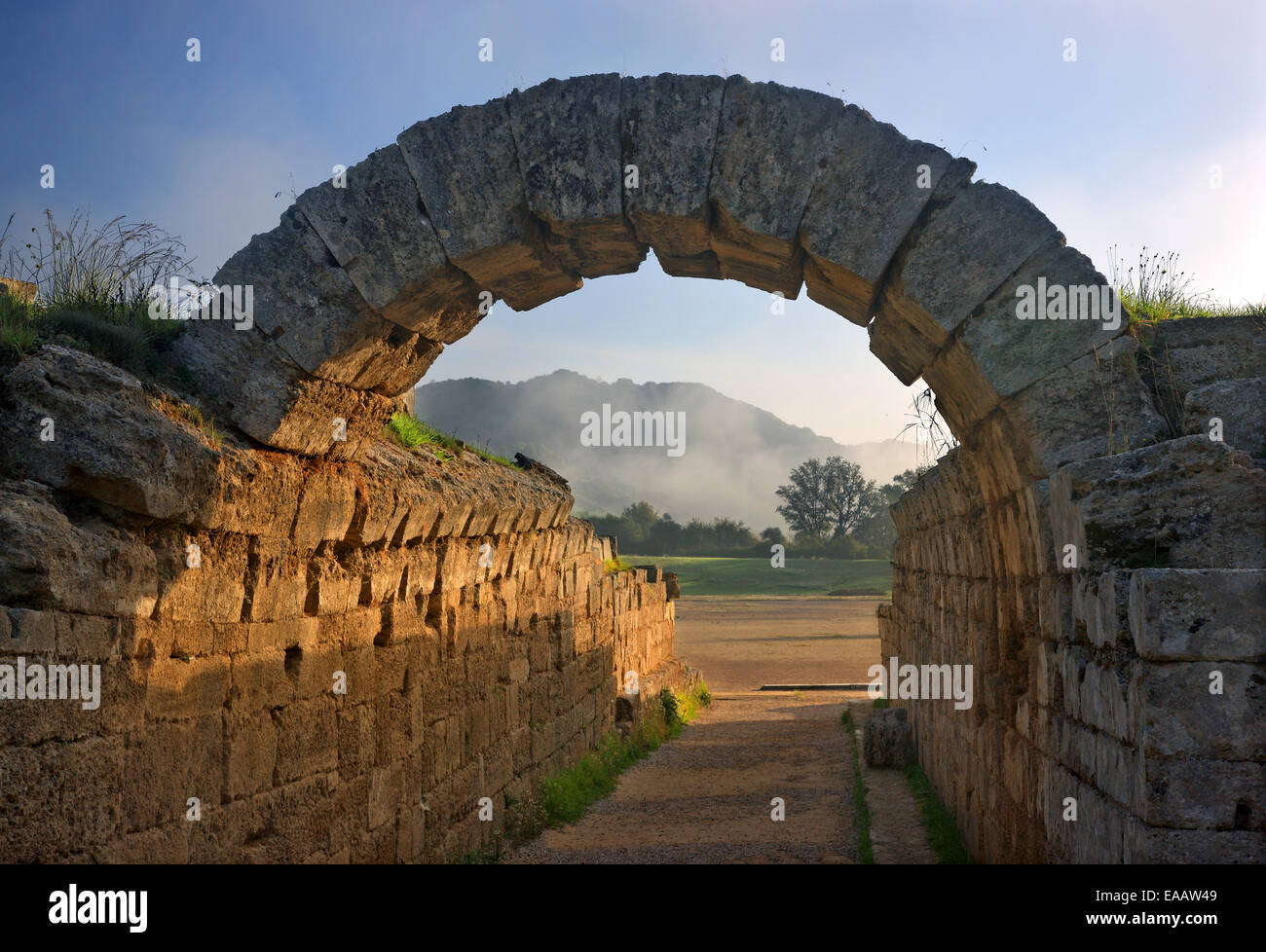 The "Crypt", the entrance to the stadium of Ancient Olympia, birthplace ...