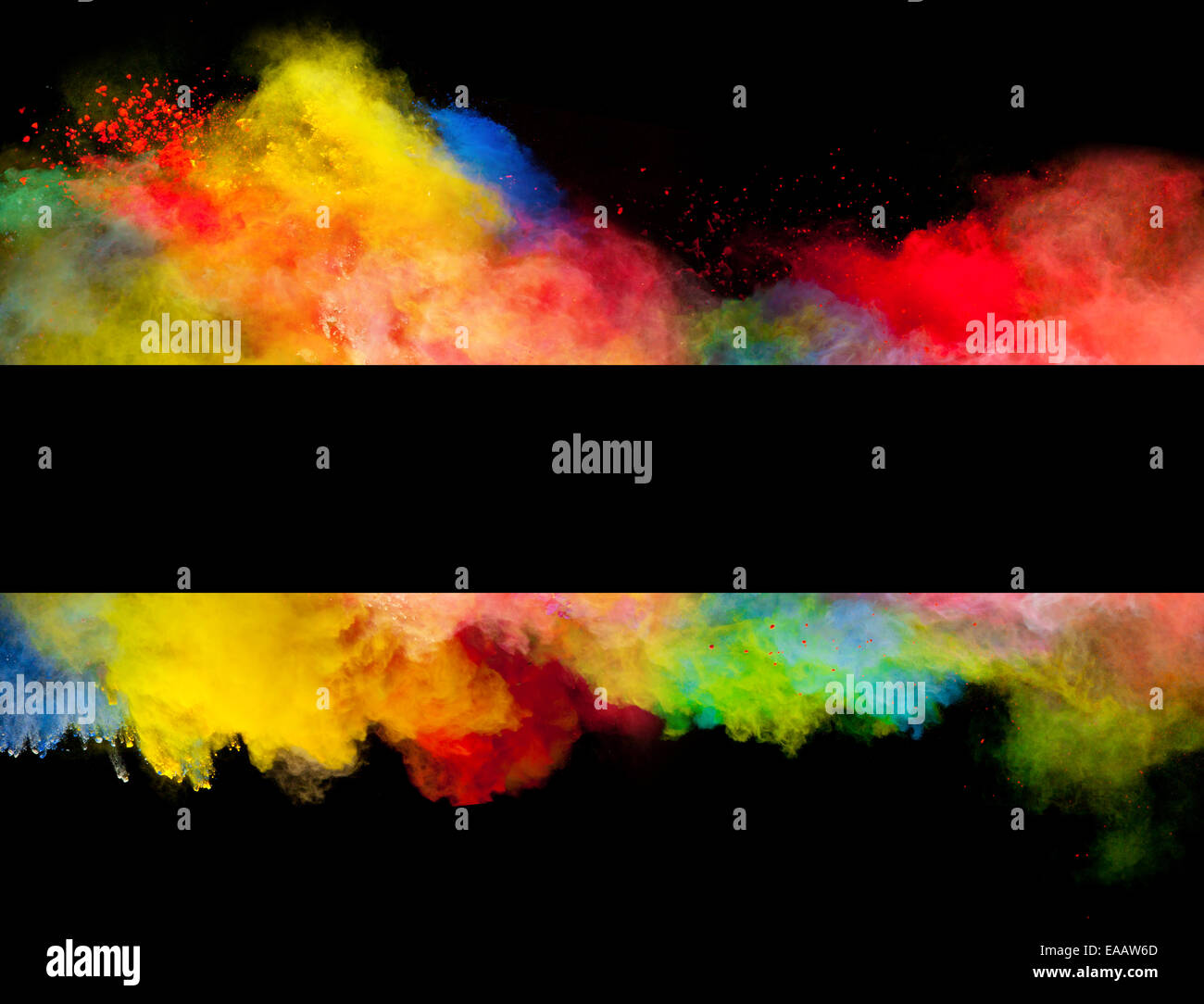 Freeze motion of colored dust explosion in stripe shape, isolated on ...