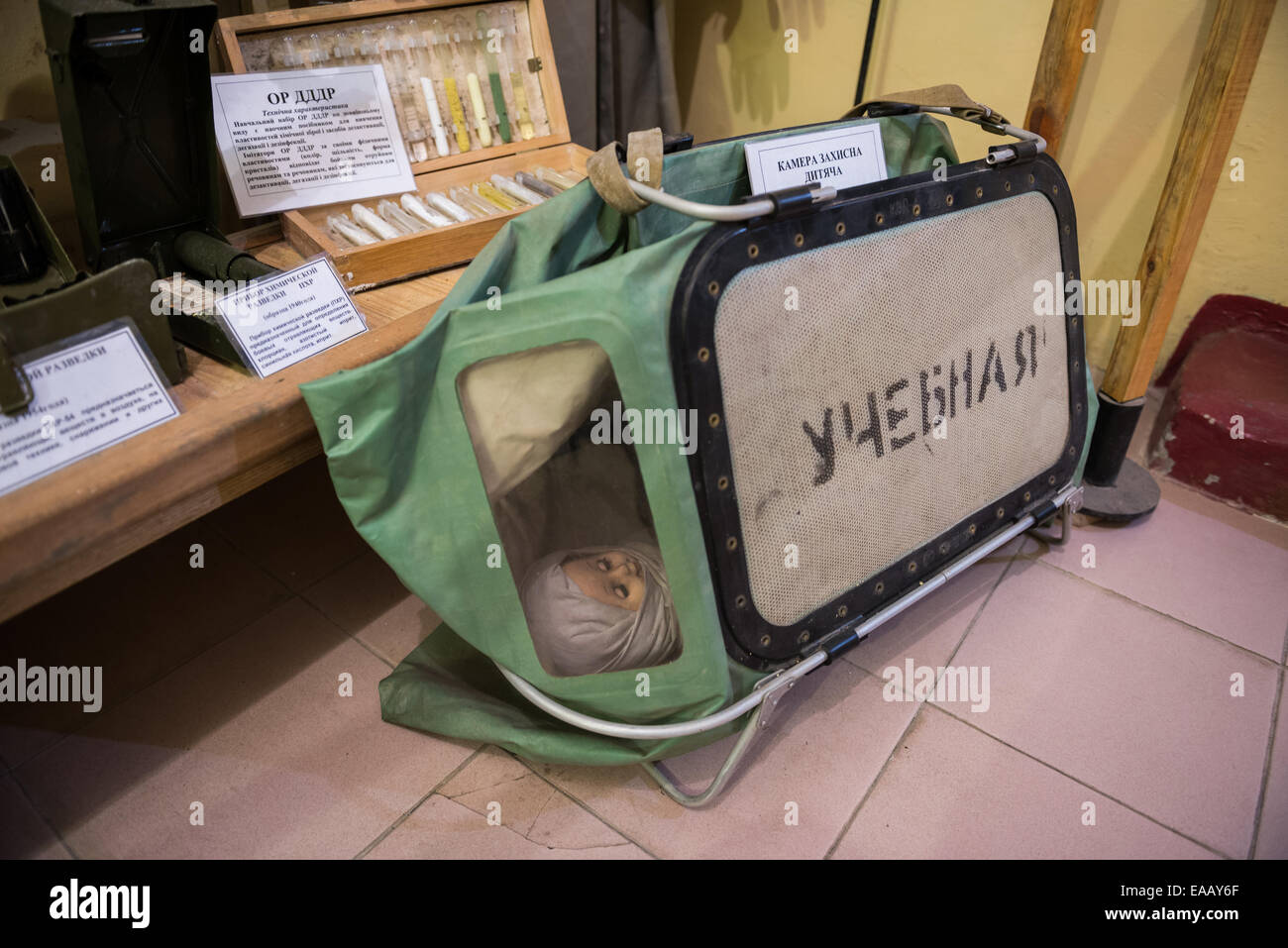 Gas protection bag for infants in Military Museum in former Soviet ...