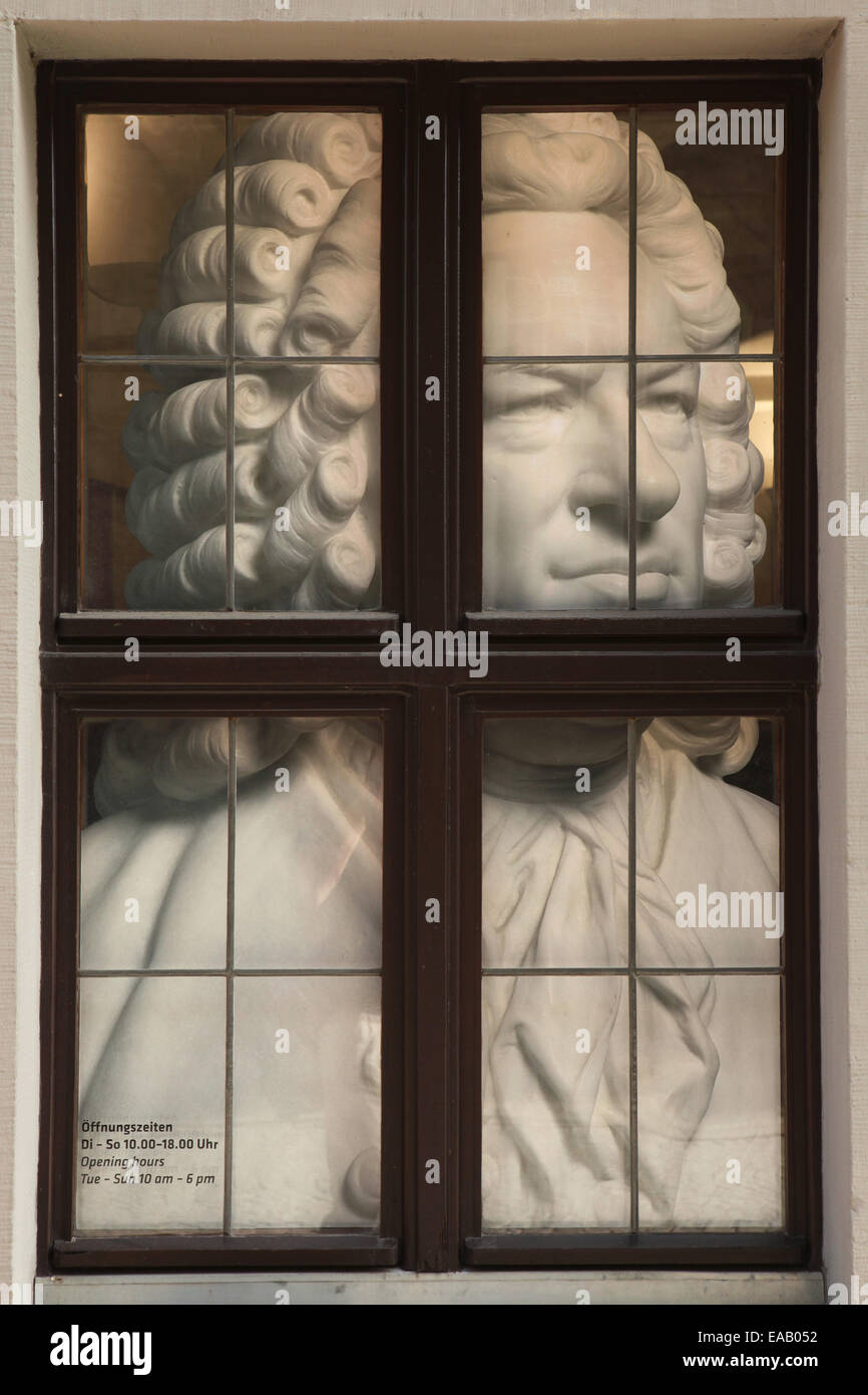 Marble bust of German composer Johann Sebastian Bach depicted in the ...