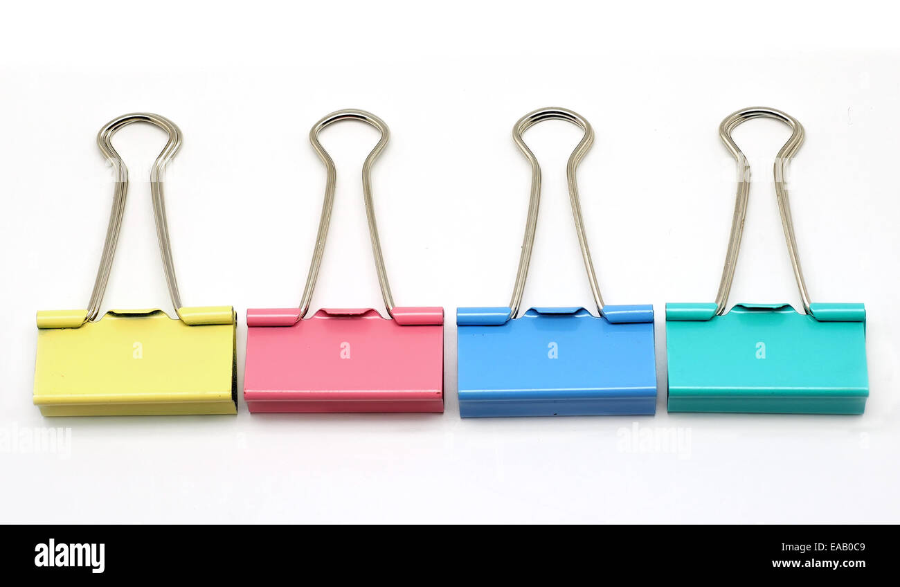 colorful binder clip isolated on white background Stock Photo - Alamy