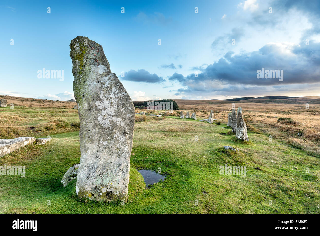 Scorhill Stone Circle near Gidleigh on Dartmoor National Park in Devon ...
