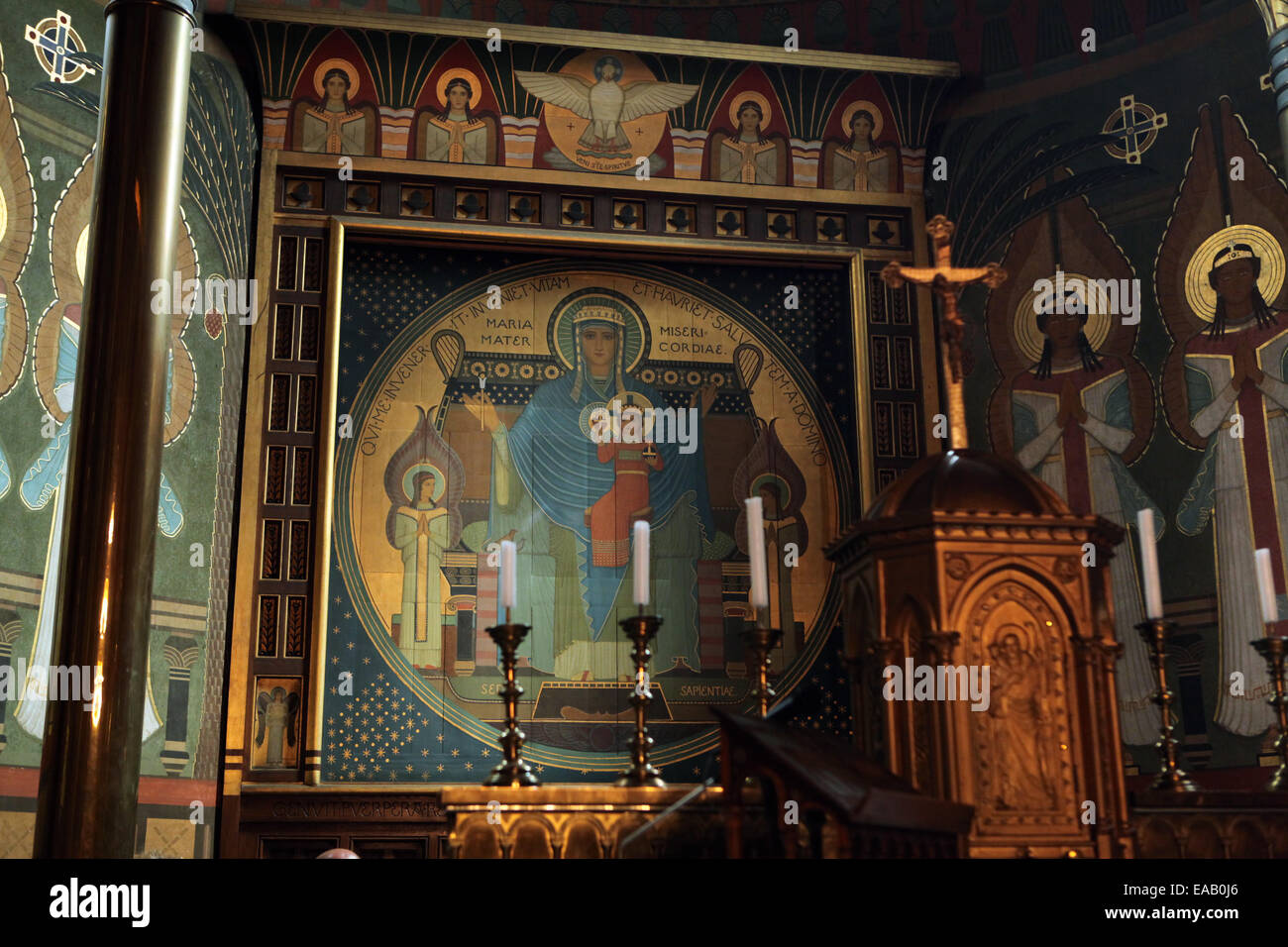 Virgin Mary. Altar painting by the Beuron Art School in St Gabriel's ...