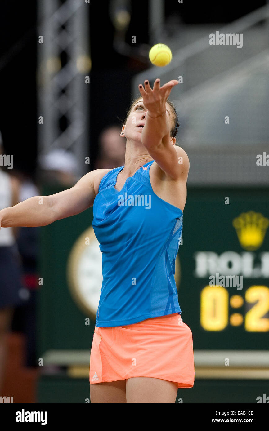 Simona Halep of Romania in action against Sabine Lisicki of Germany ...