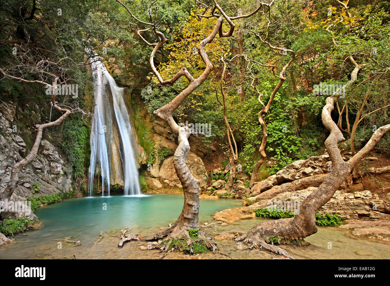 One of the waterfalls in Neda canyon, Ileia-Messinia, Peloponnisos ...