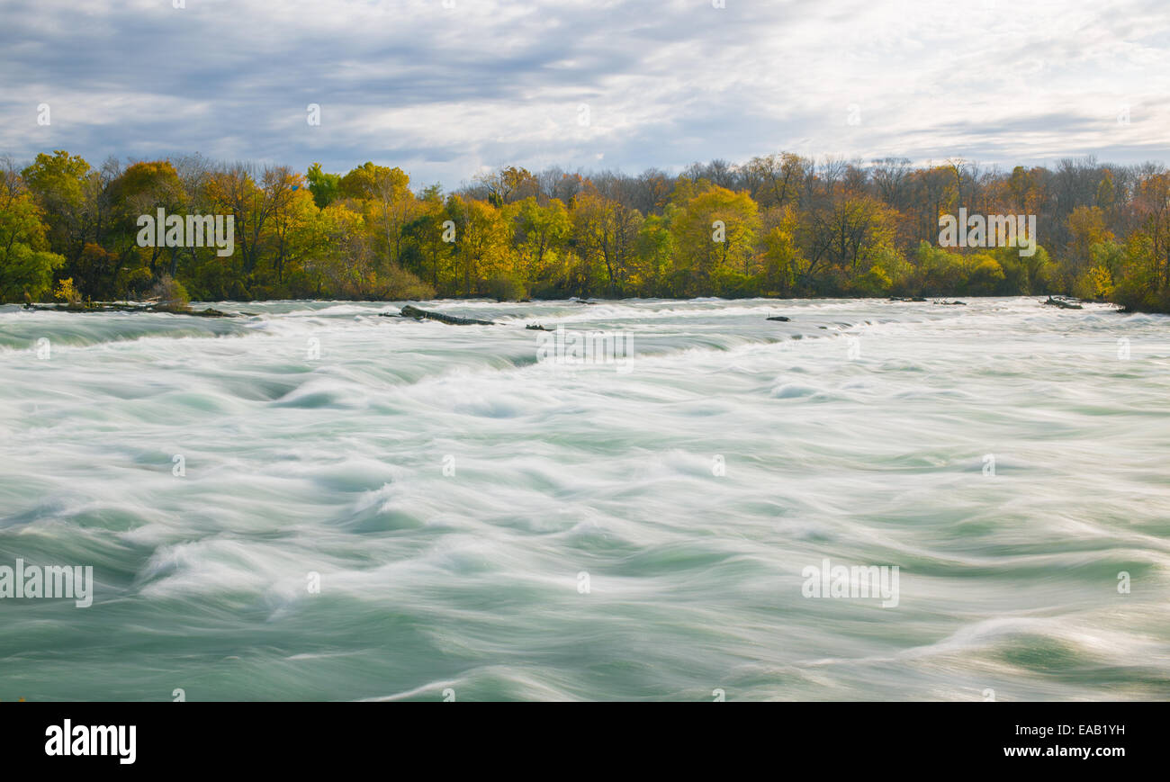 A fast flowing River with trees on the far side Stock Photo - Alamy