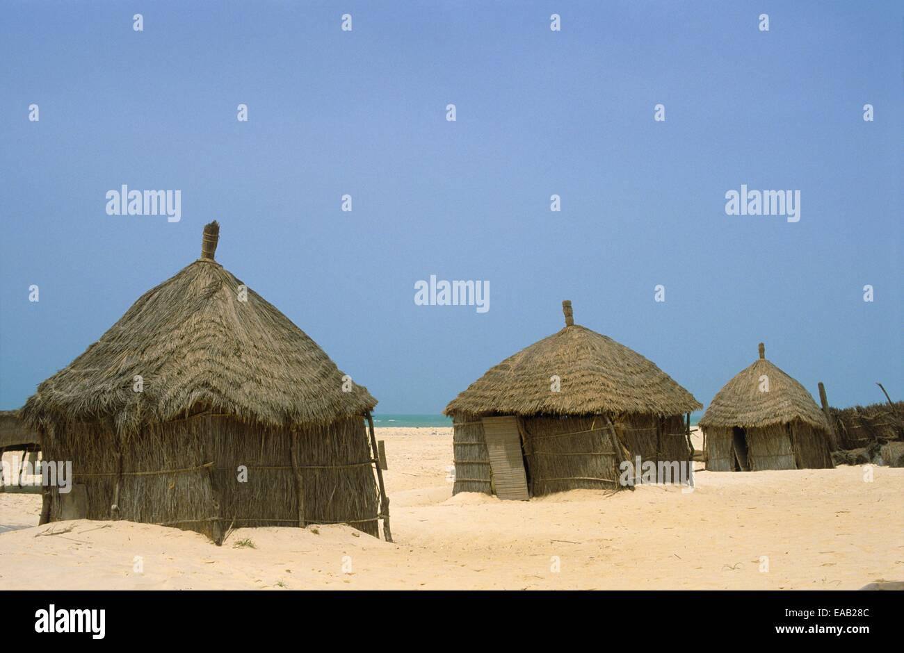 Traditional fishing huts, south beach, Langue de Barbarie, Saint Louis ...