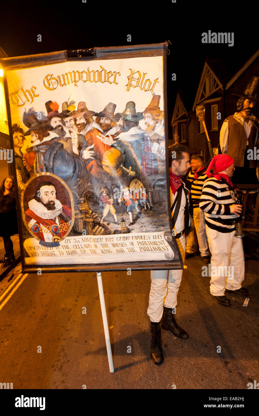 Members Of Cliffe Bonfire Society Wait For The Start Of A Street ...