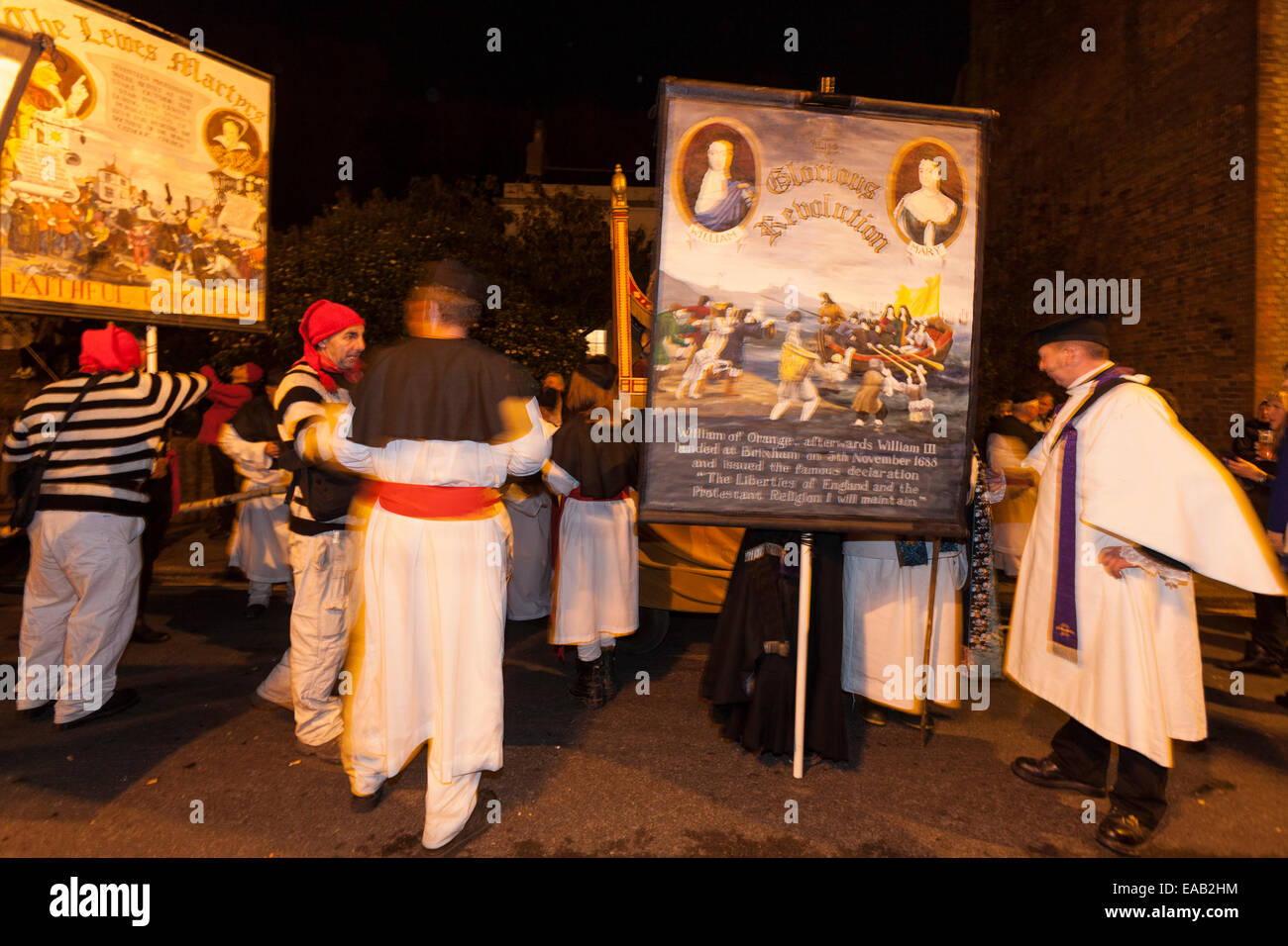 Members Of Cliffe Bonfire Society Wait For The Start Of A Street ...