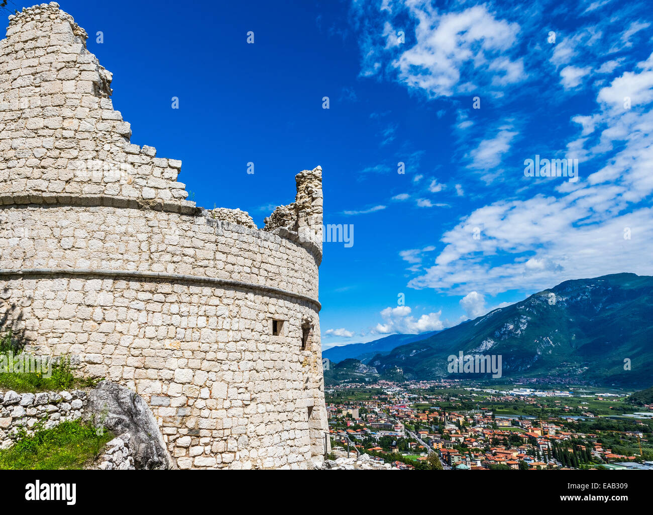 A view of the Bastione Fort above Riva Del Garda on Lake Garda, Italy ...