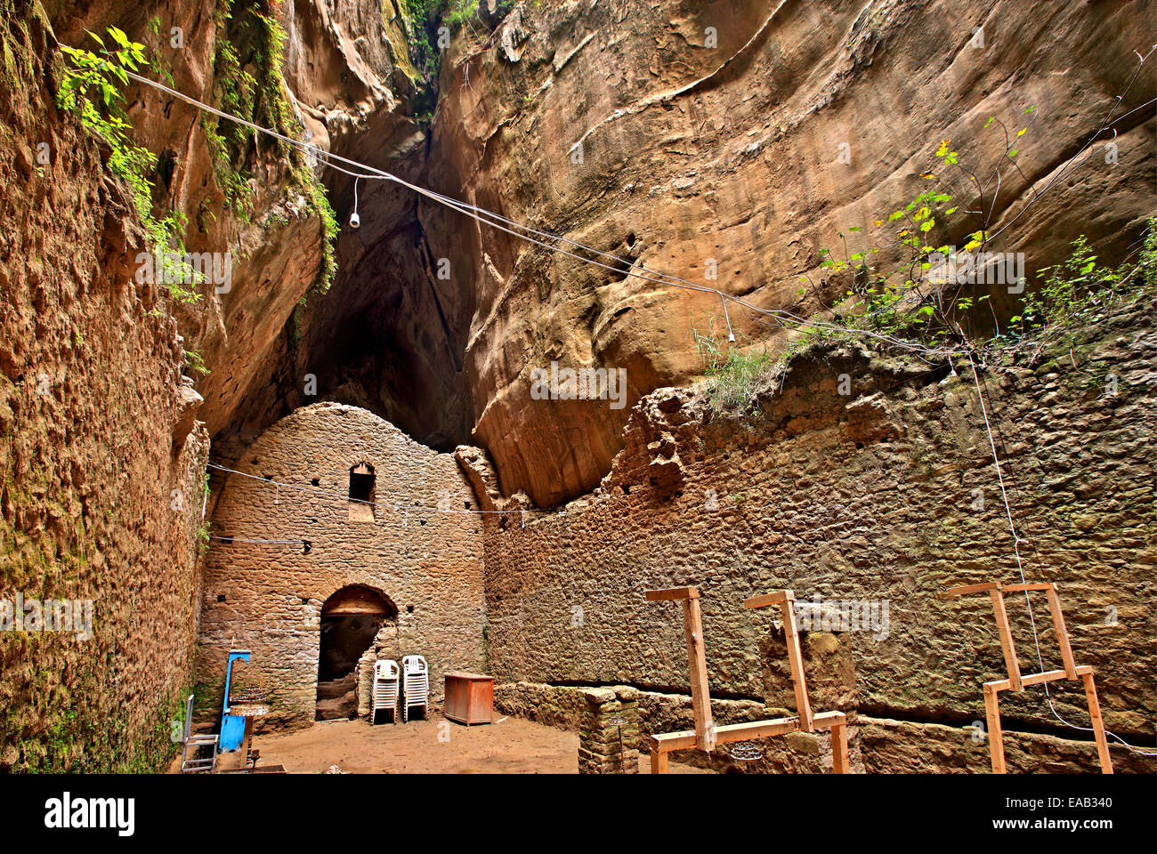 Askitis ("hermit") monastery, in a cave of a canyon, close to Goumero ...