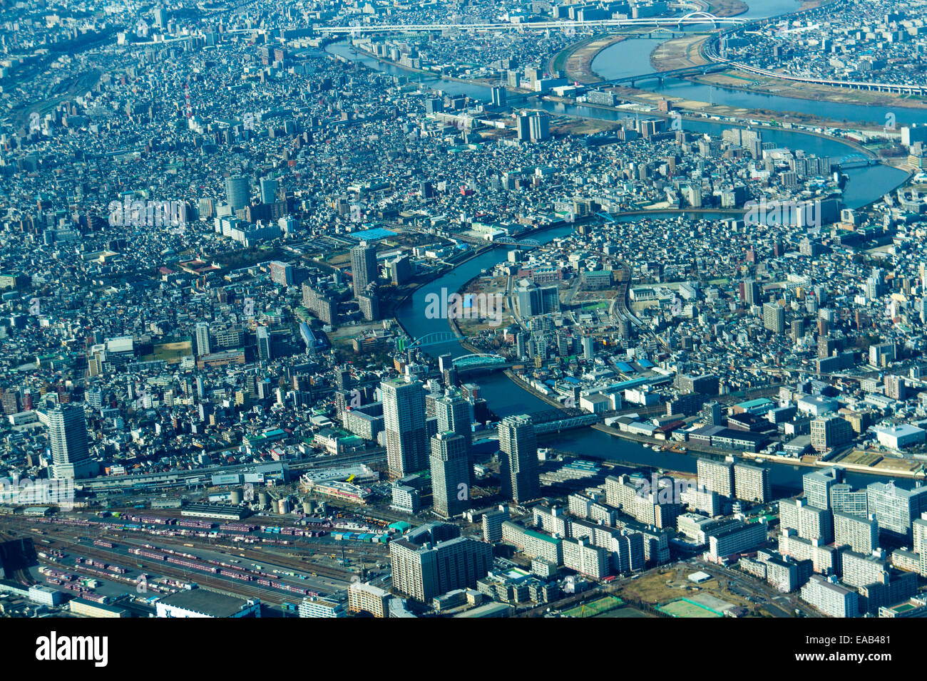 Tokyo town Aerial photography Stock Photo - Alamy