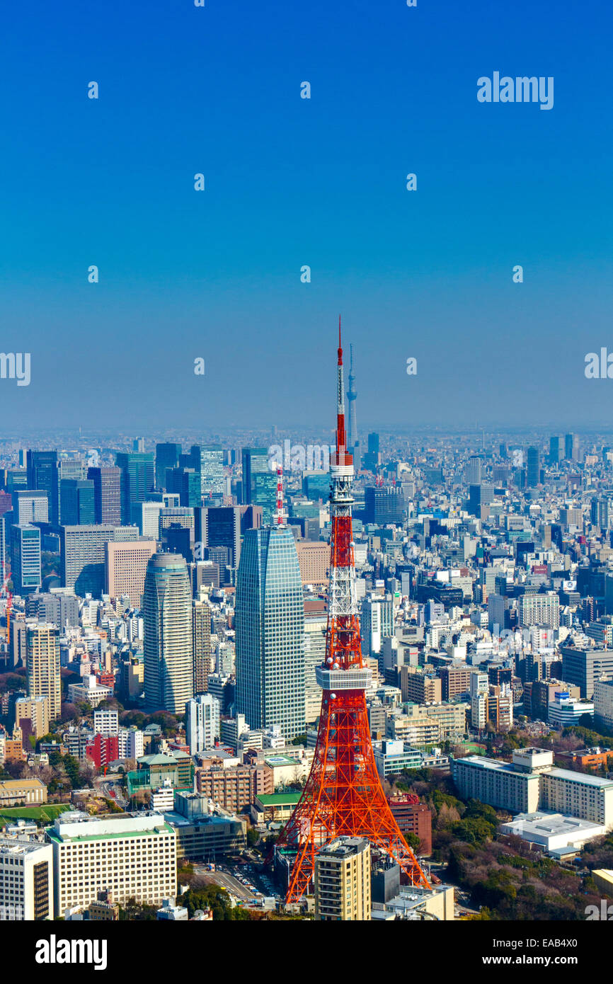 Tokyo tower and Tokyo sky tree aerial view Stock Photo - Alamy