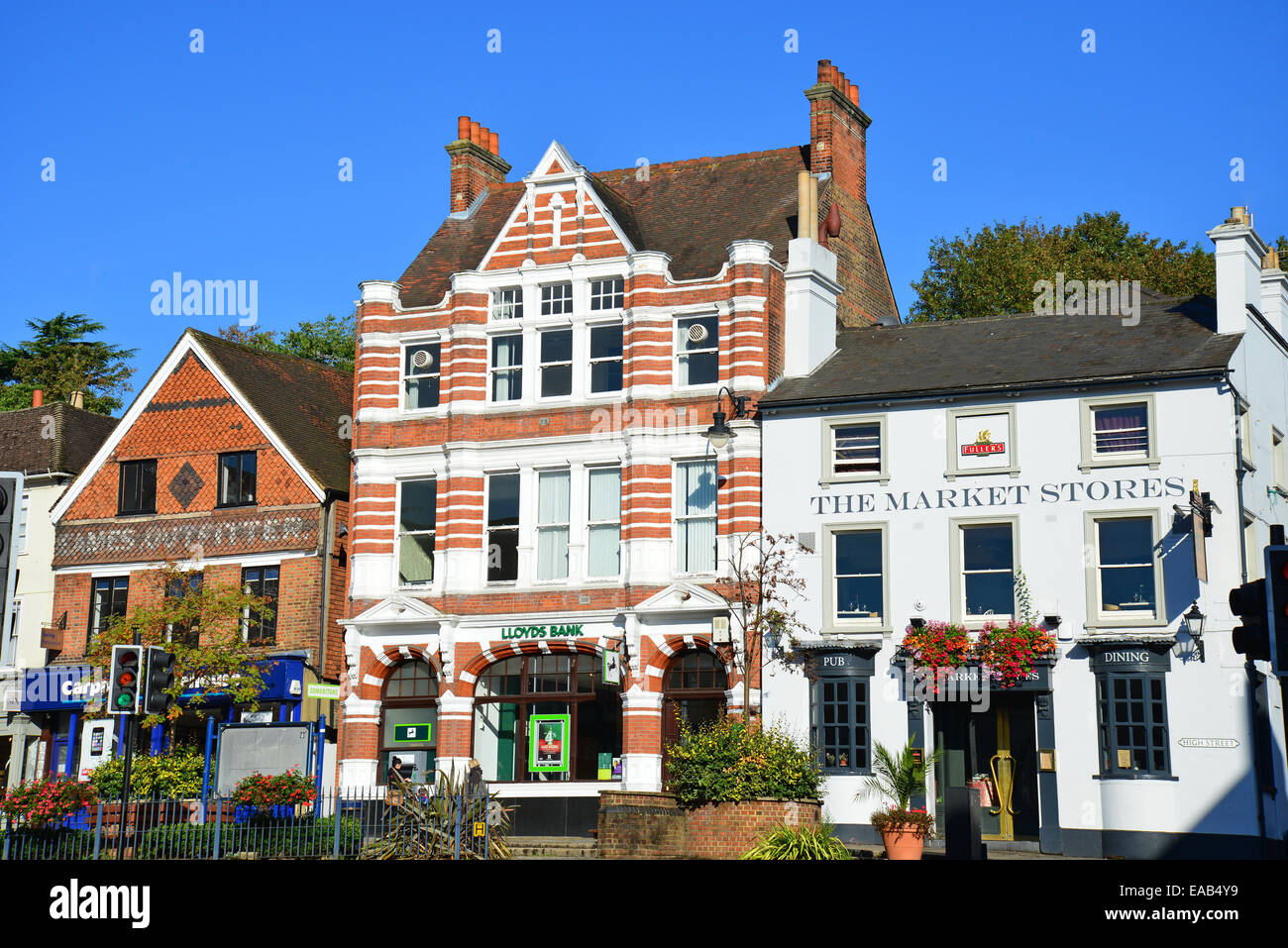 Period buildings on Reigate High Street, Reigate, Surrey, England ...